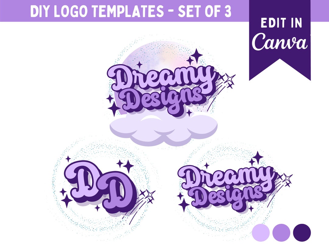 DIY Logo Template, Purple Logo, Cute Logo Design, Editable Logo, Canva ...