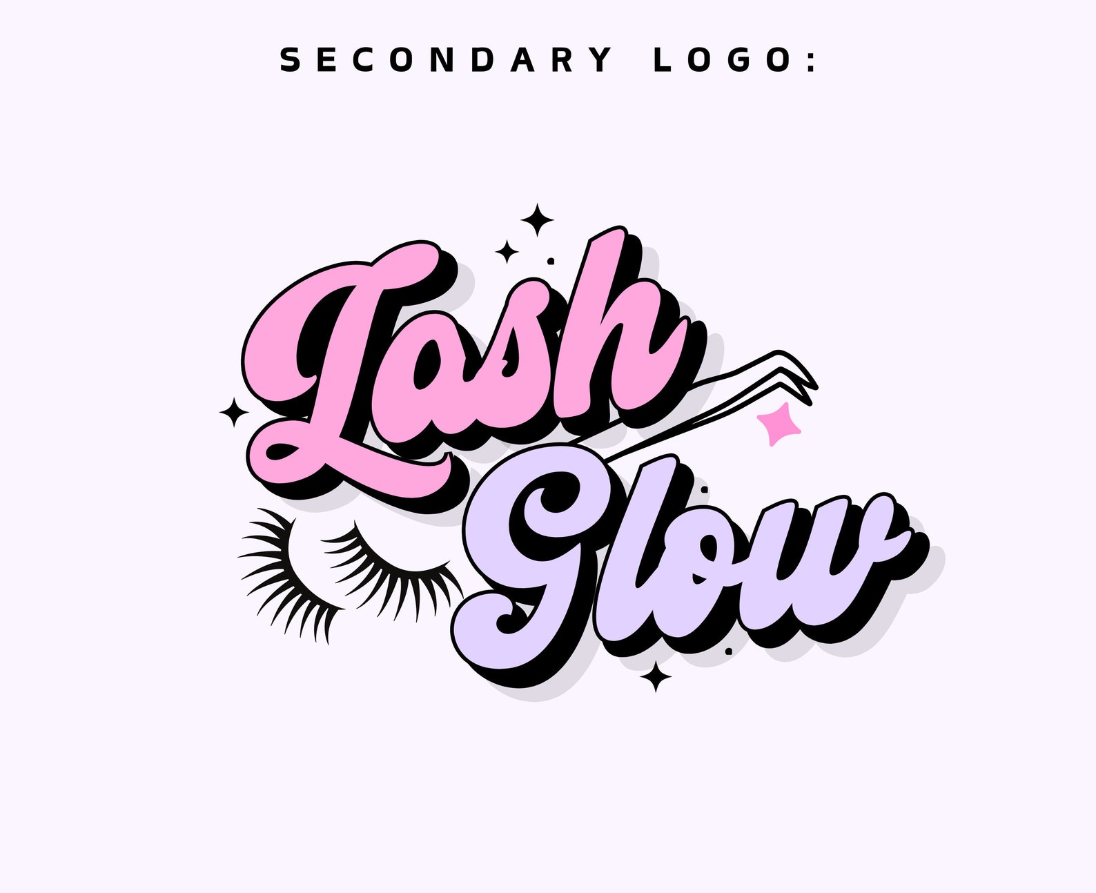 Editable Lash Logo Bundle- Retro Logo, Pastel Pink Logo, Logo Bundle ...