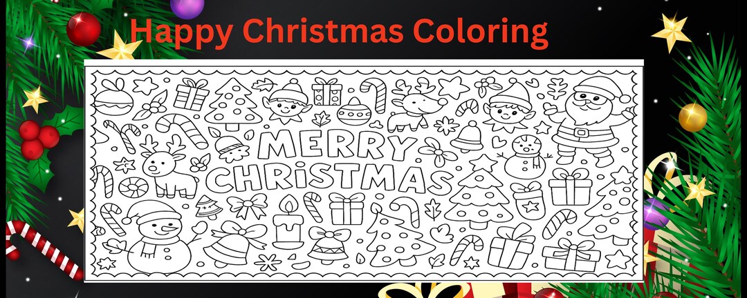 Printable Christmas Coloring Tablecloth – Giant Holiday Coloring Poster ...