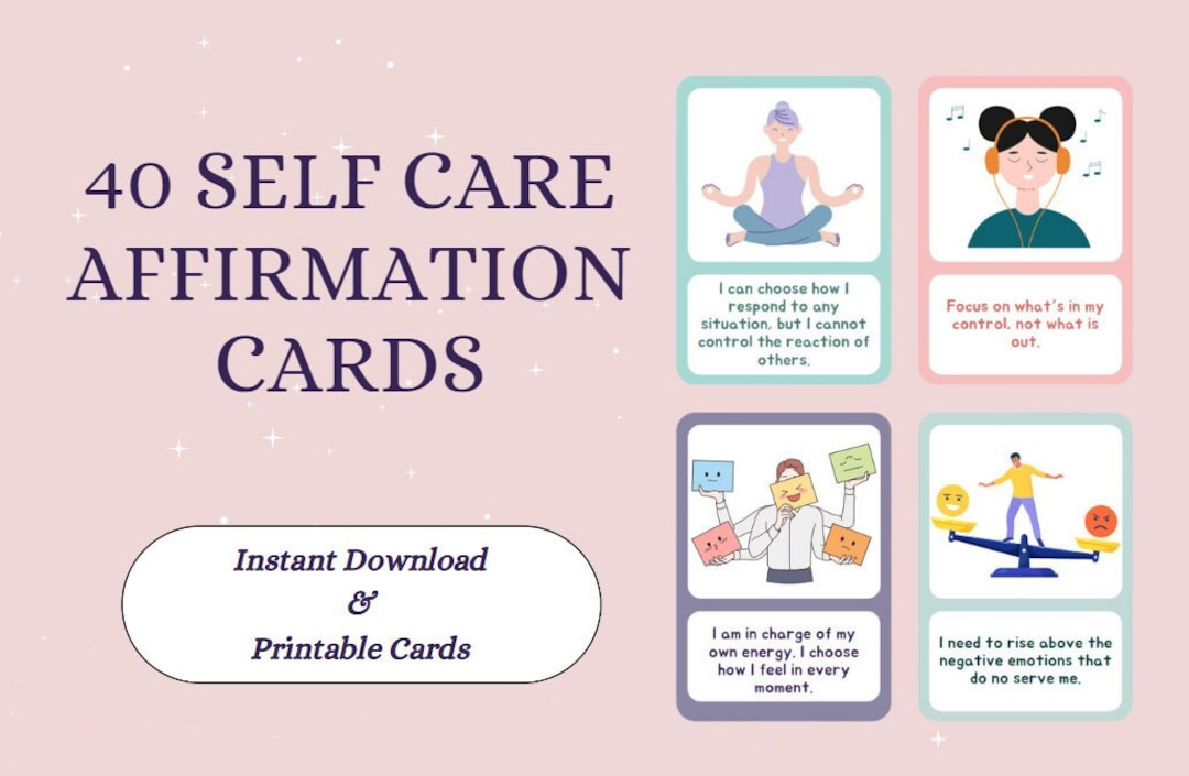 40 Self-care Affirmations Cards - Digital Download and Printable - Etsy