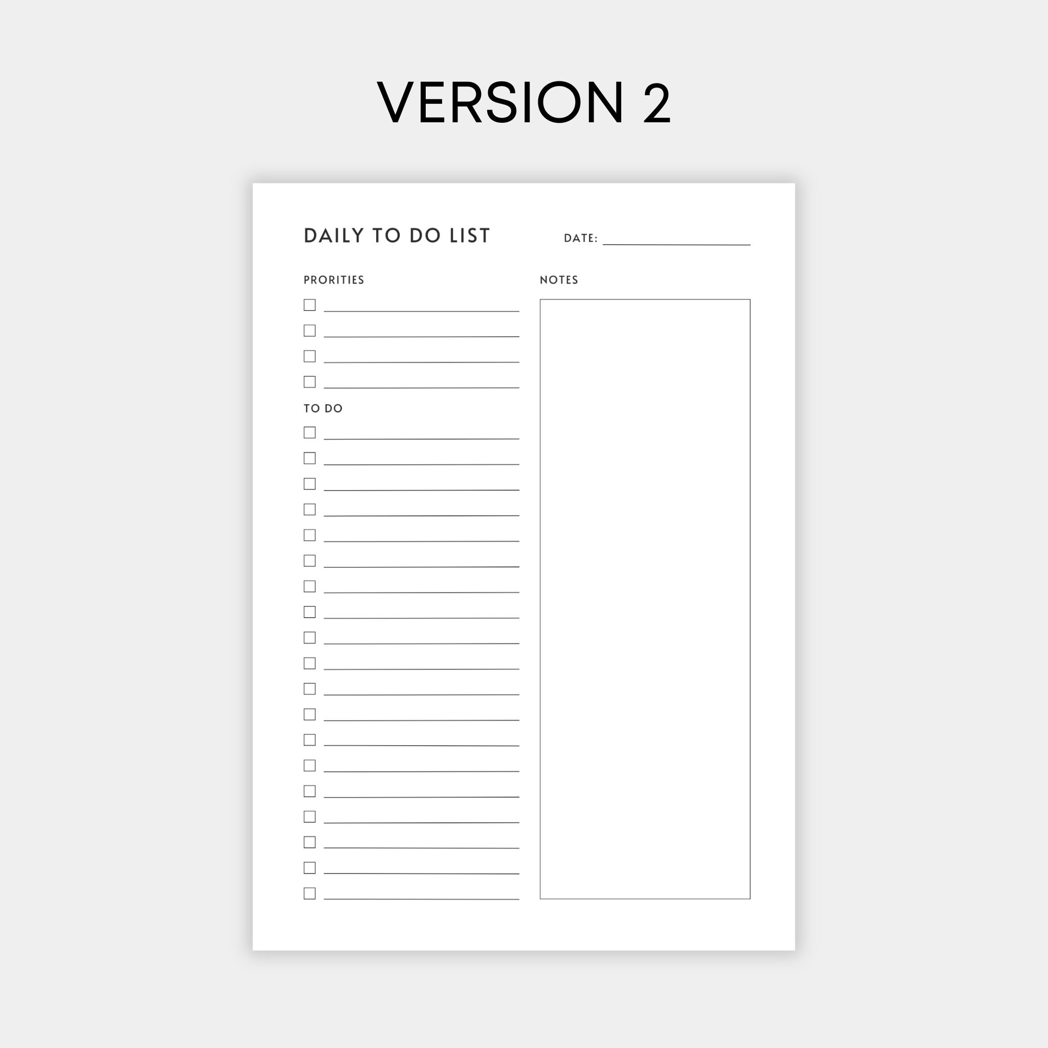 Daily to Do List Printable Simple Tasks List Productivity Planner A4 ...