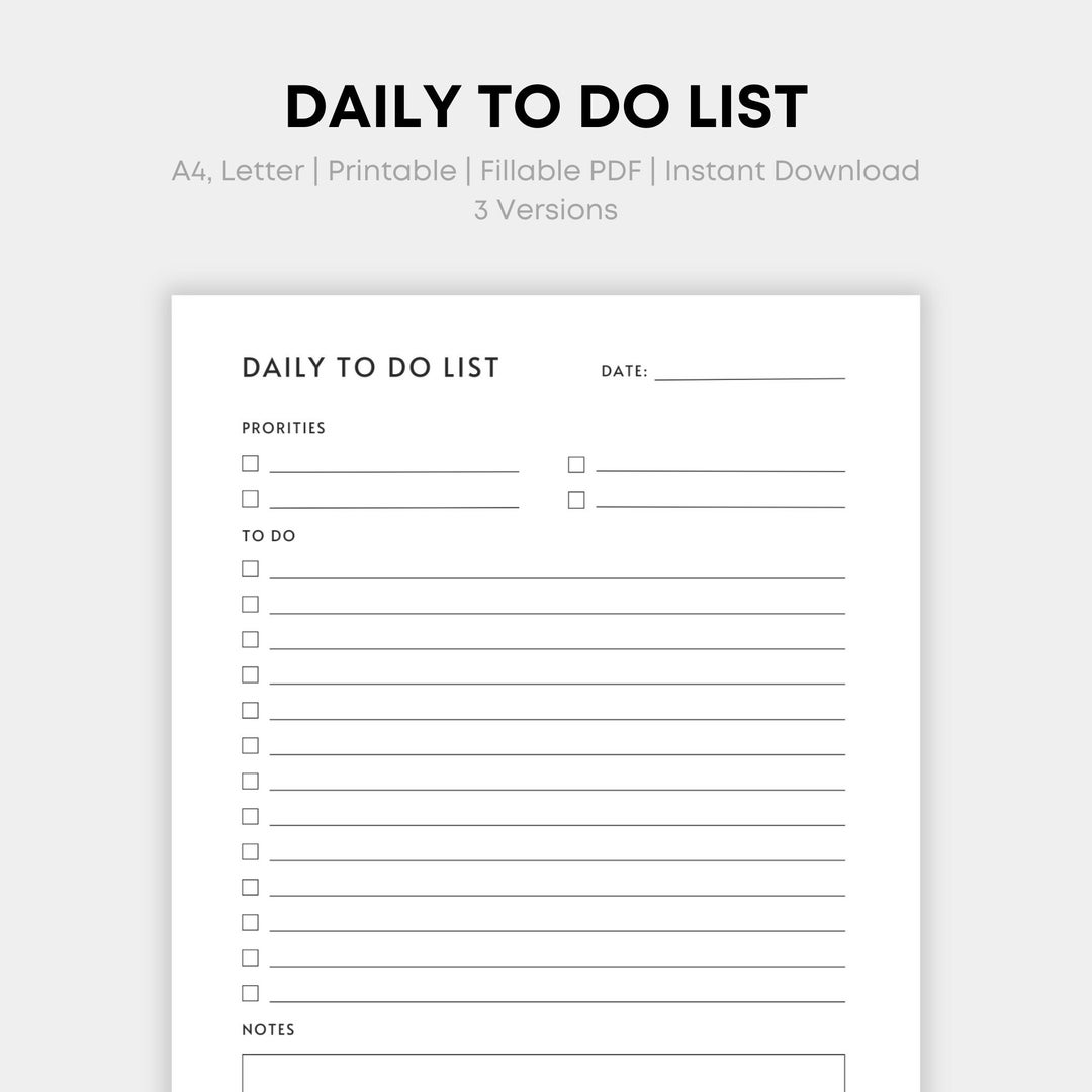 Daily to Do List | Printable | Simple Tasks List | Productivity Planner ...