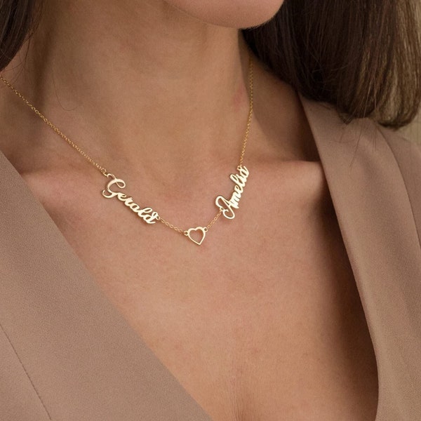 Two Name Necklace - Etsy
