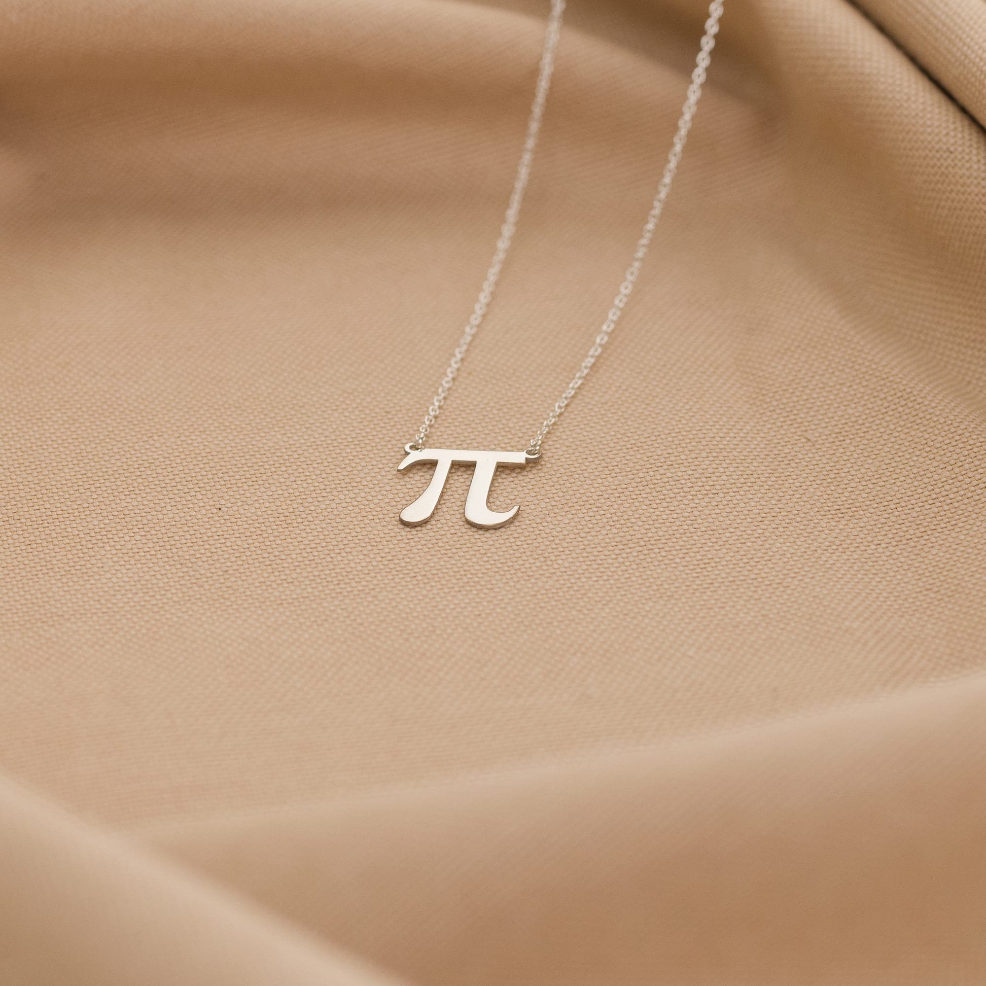 14k Gold Pi Necklace, Pi Symbol Necklace, Delicate Math Symbol Necklace ...