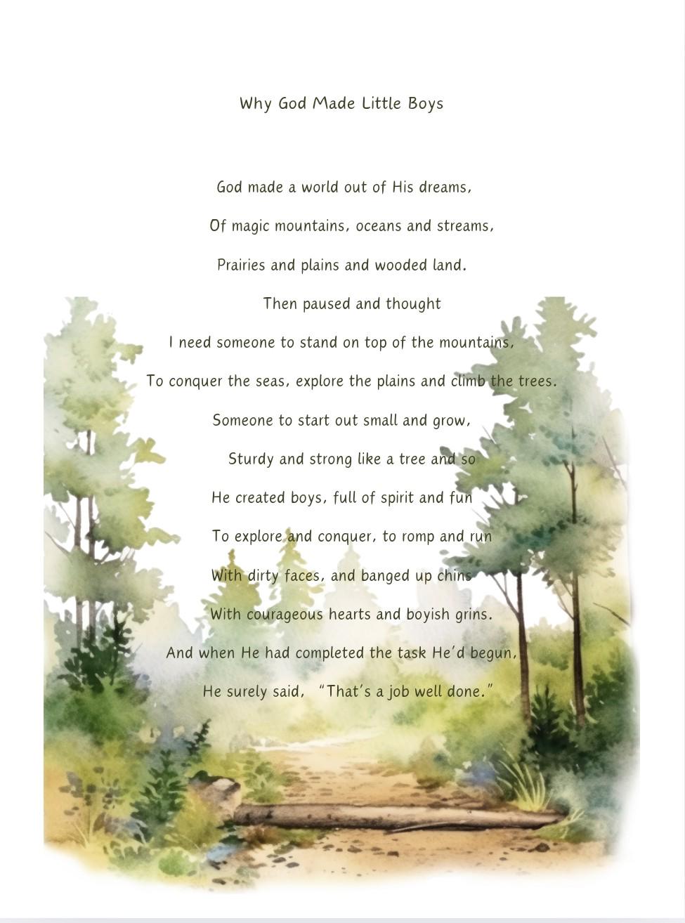 Why God Made Boys Poem With Art - Etsy