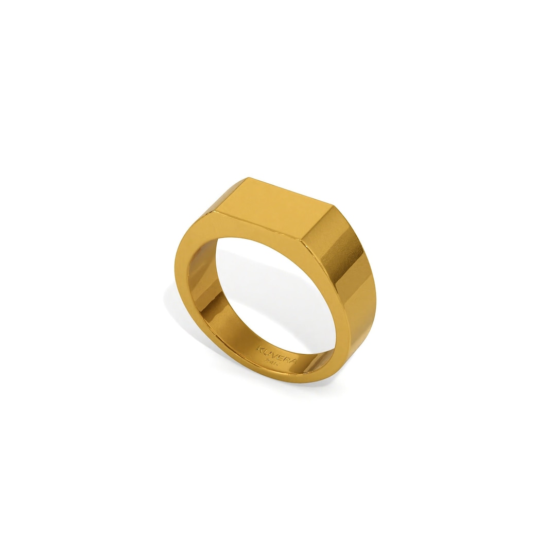 24k Gold Signet Ring. Solid Yellow Gold 9999 Gold Signet Ring. Handmade ...
