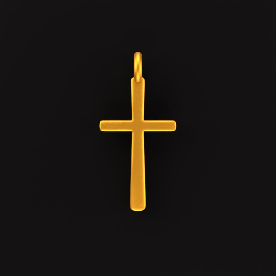 24K Solid Gold Cross Pendant. Pure Gold Thick Cross Necklace. Gold 9999 ...