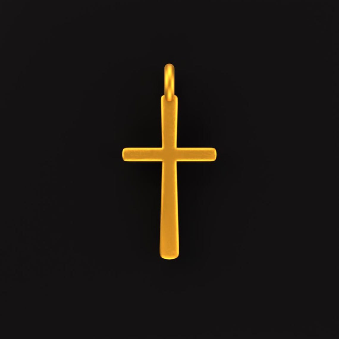 24K Solid Gold Cross Pendant. Pure Gold Thick Cross Necklace. Gold 9999 ...