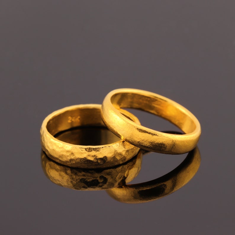 24k Gold Band Ring. 4mm Solid Yellow 9999 Gold Ring. Pure Gold Ring ...