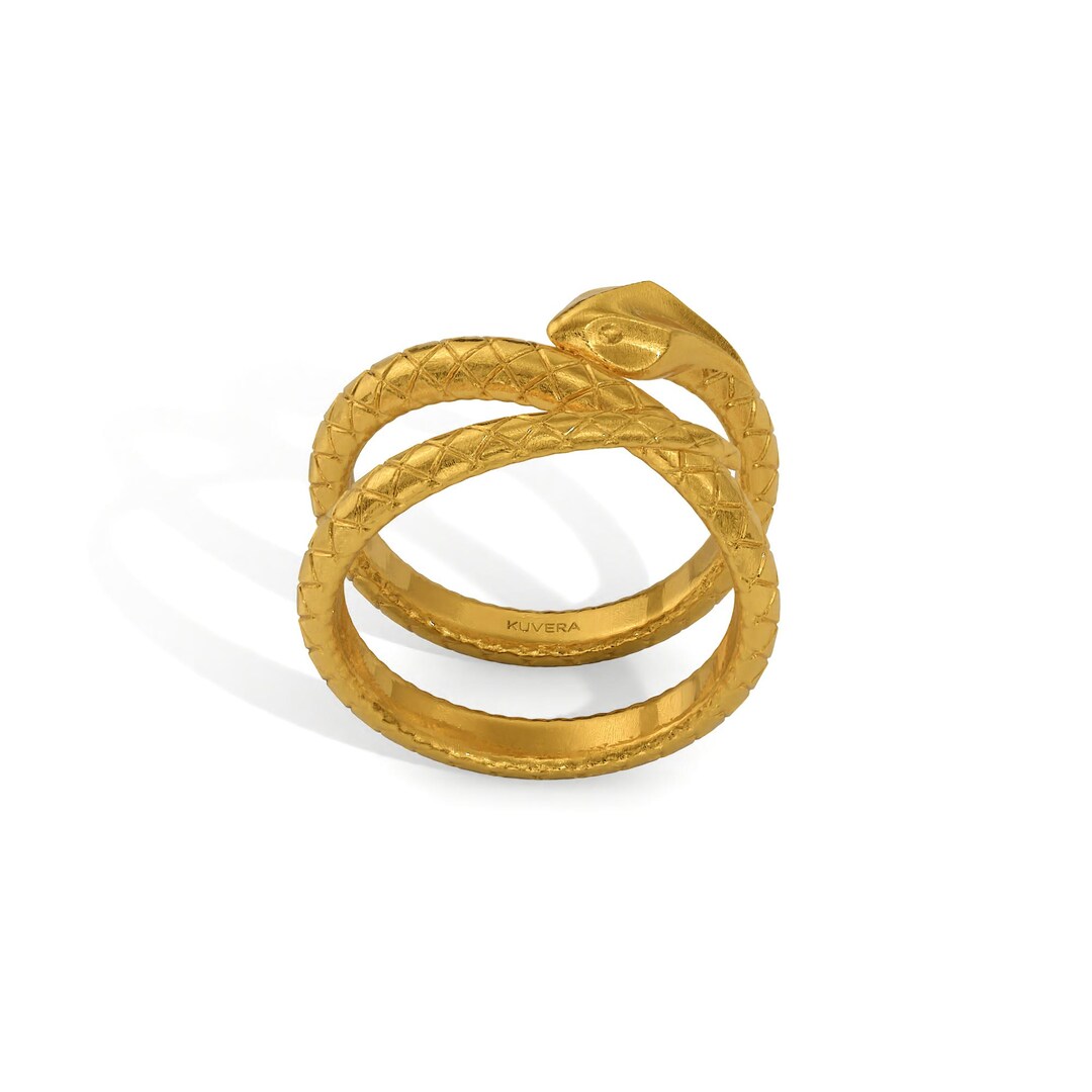 24k Gold Snake Wrap Ring. Solid Yellow 9999 Gold Serpent Ring. Large ...