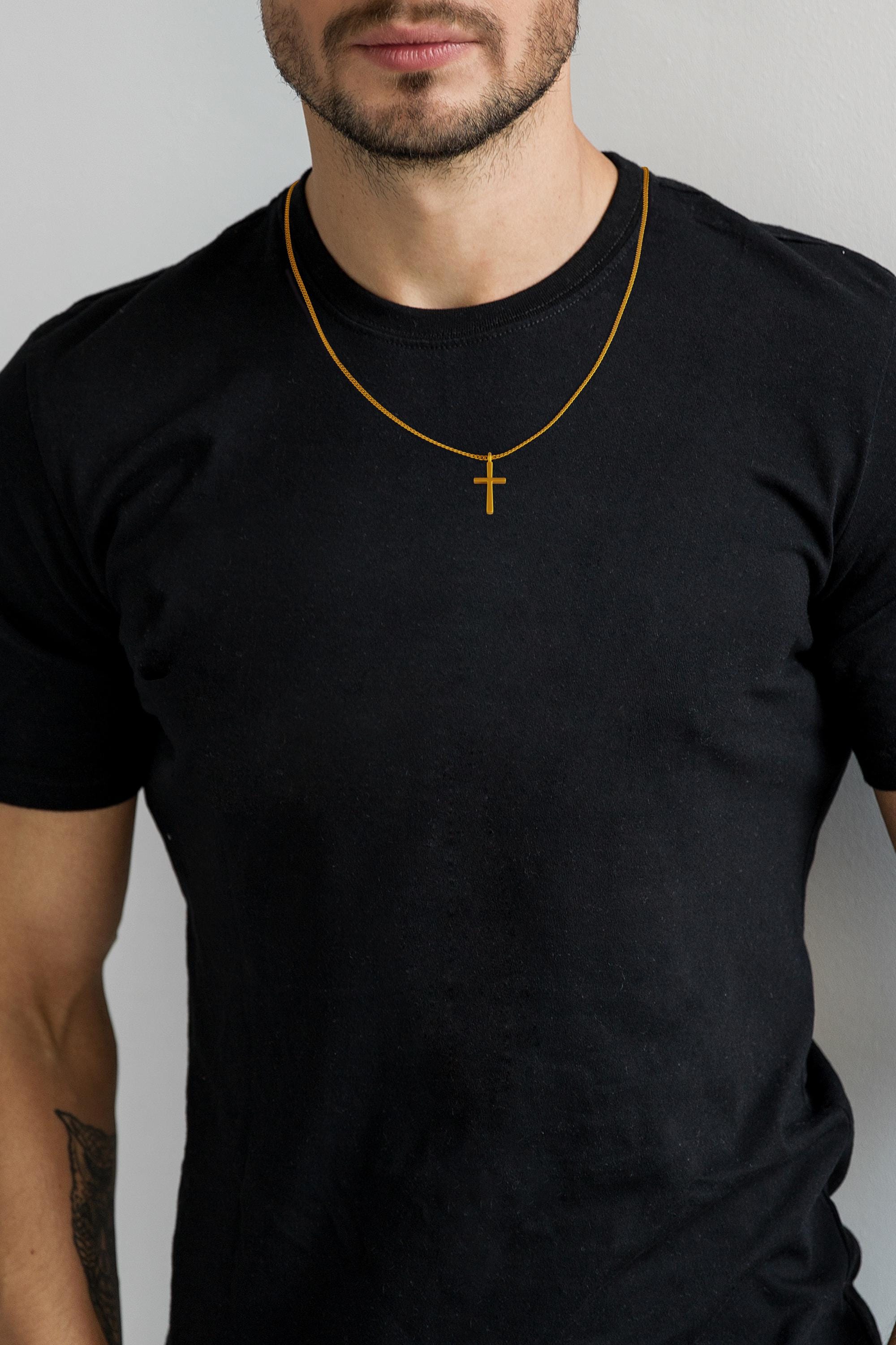 24K Solid Gold Cross Pendant. Pure Gold Thick Cross Necklace. Gold 9999 ...