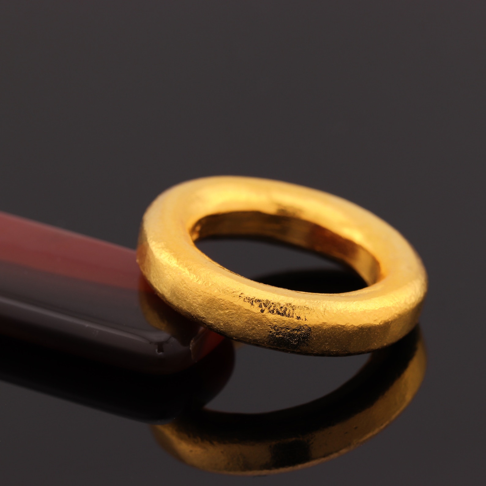 24k Gold Donut Ring. 5mm Solid Yellow Gold 9999 Gold Dome Ring ...