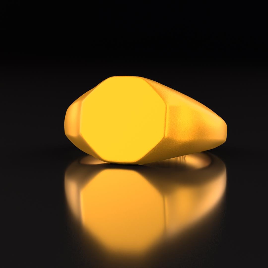24k Solid Gold Octagon Signet Ring. 9999 Gold Signet Ring. Handmade ...
