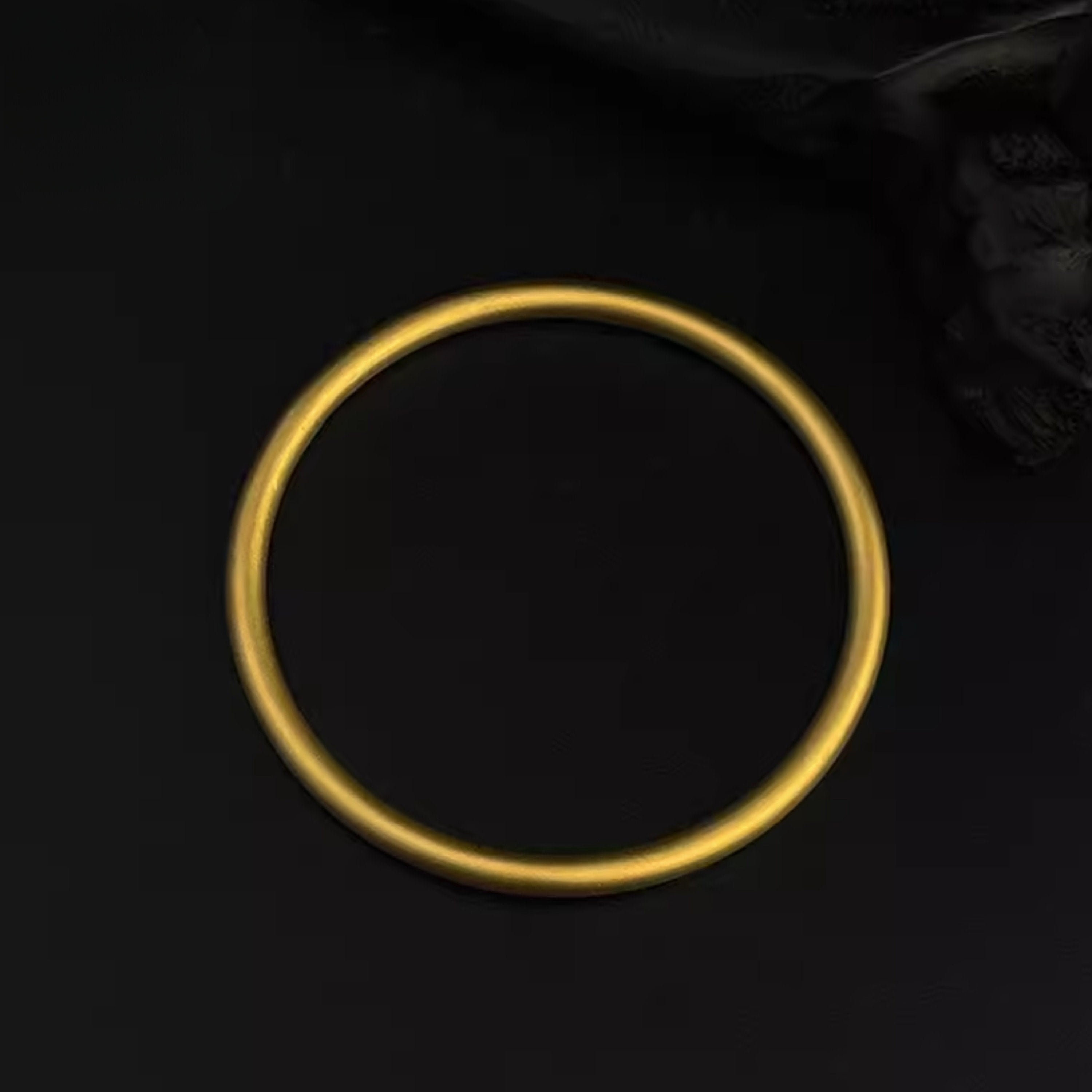 24k Solid Gold 4mm Smooth Bangle Bracelet. Handmade Pure Gold Bangles. 9999 Fine Gold Bangle ...