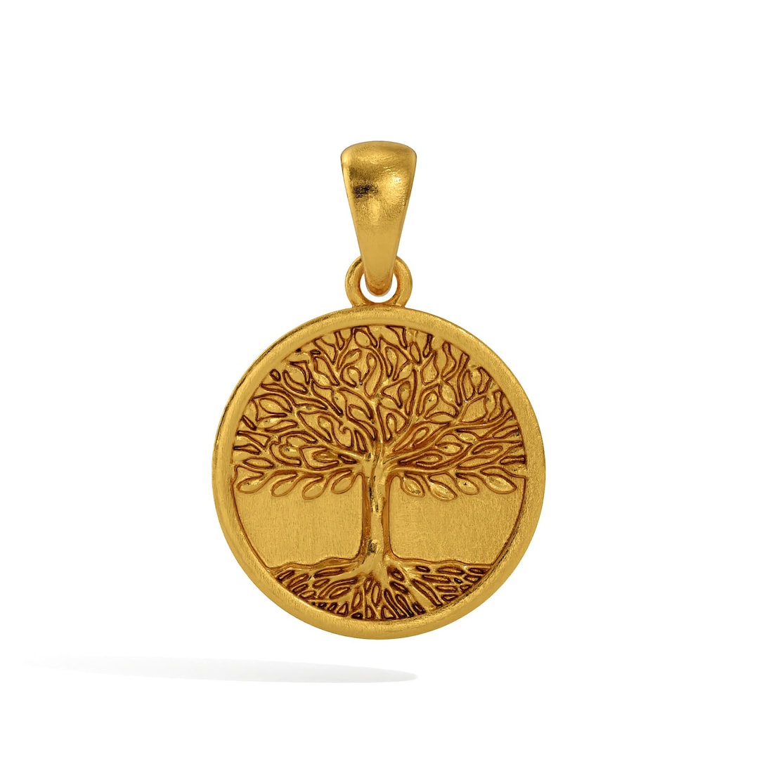 24K Solid Gold Tree of Life Pendant. Pure Gold Life Tree Necklace. Gold ...