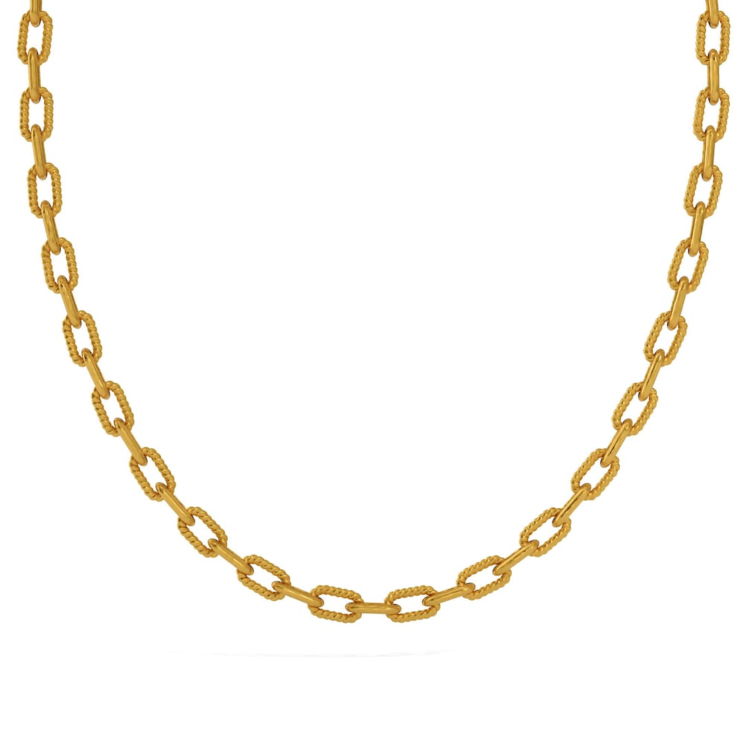 24k Solid Gold Rope Link Chain 6mm. Gold Paperclip Chain Necklace. Pure ...