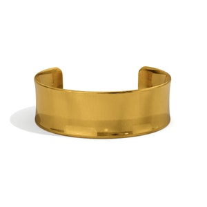 24K Solid Gold Wide Cuff Bracelet. Handmade Pure Gold Plain 18mm Wide ...