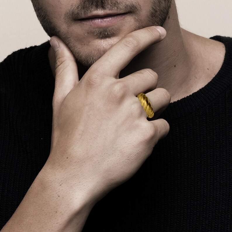 24k Gold Croissant Ring. Solid Yellow 9999 Gold Ring. Real Gold Spiral ...