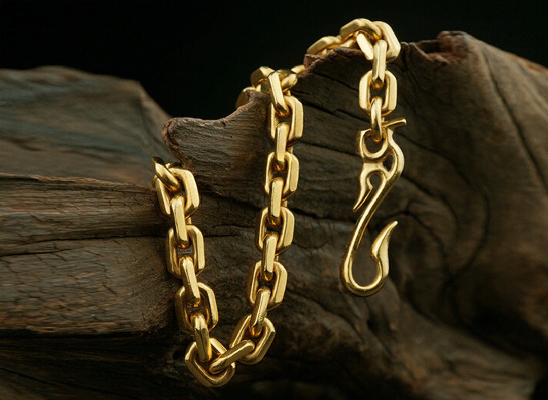 24k Solid Gold Chain. Heavy Gold Anchor Link Chain. Pure Gold Large ...