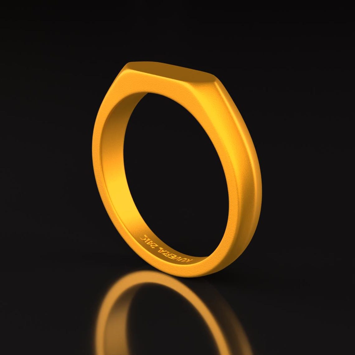 24k Solid Gold Slim Signet Ring. 9999 Gold Ring. Handmade Investment ...