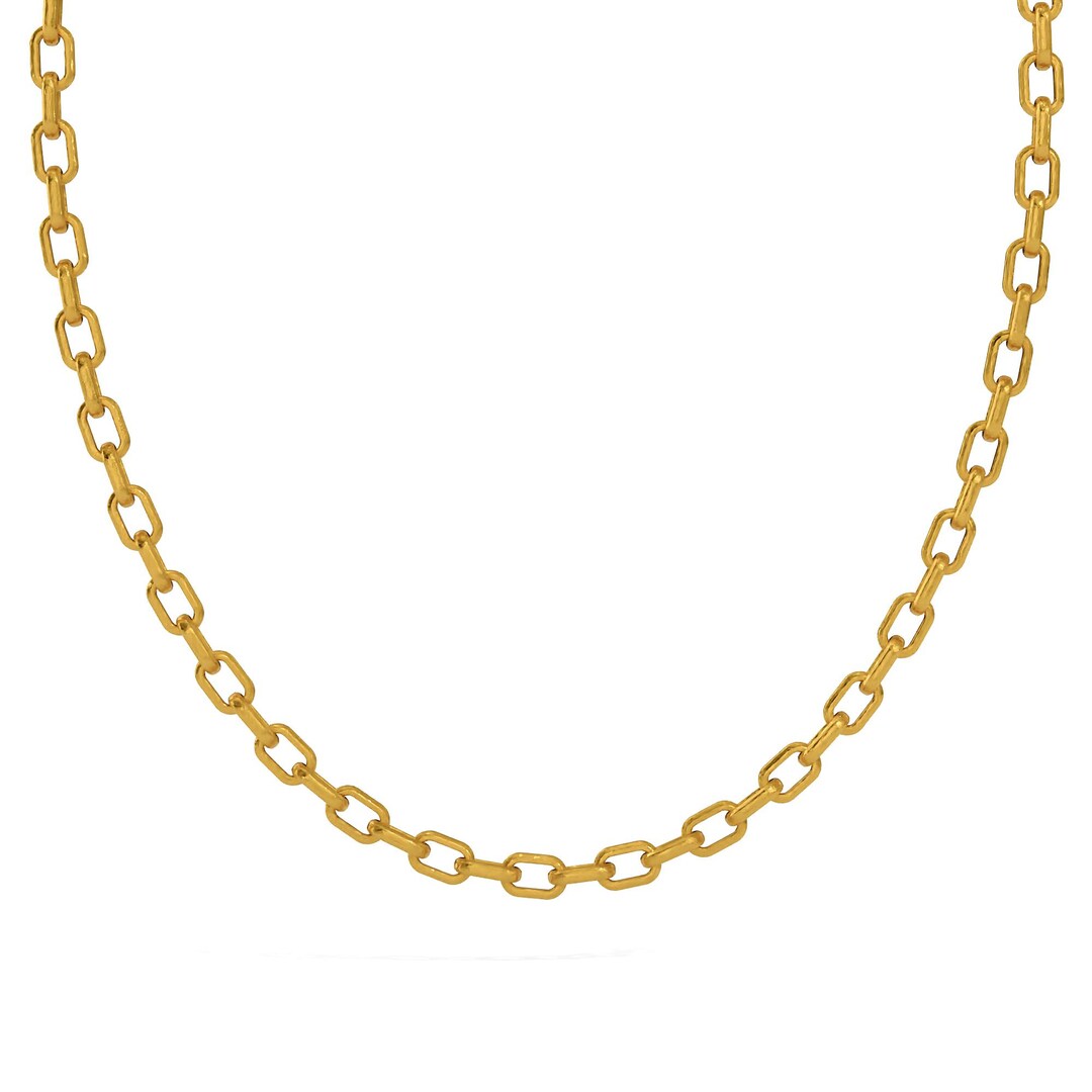 24k Solid Gold Cable Link Chain 6mm. Gold Paperclip Chain Necklace ...