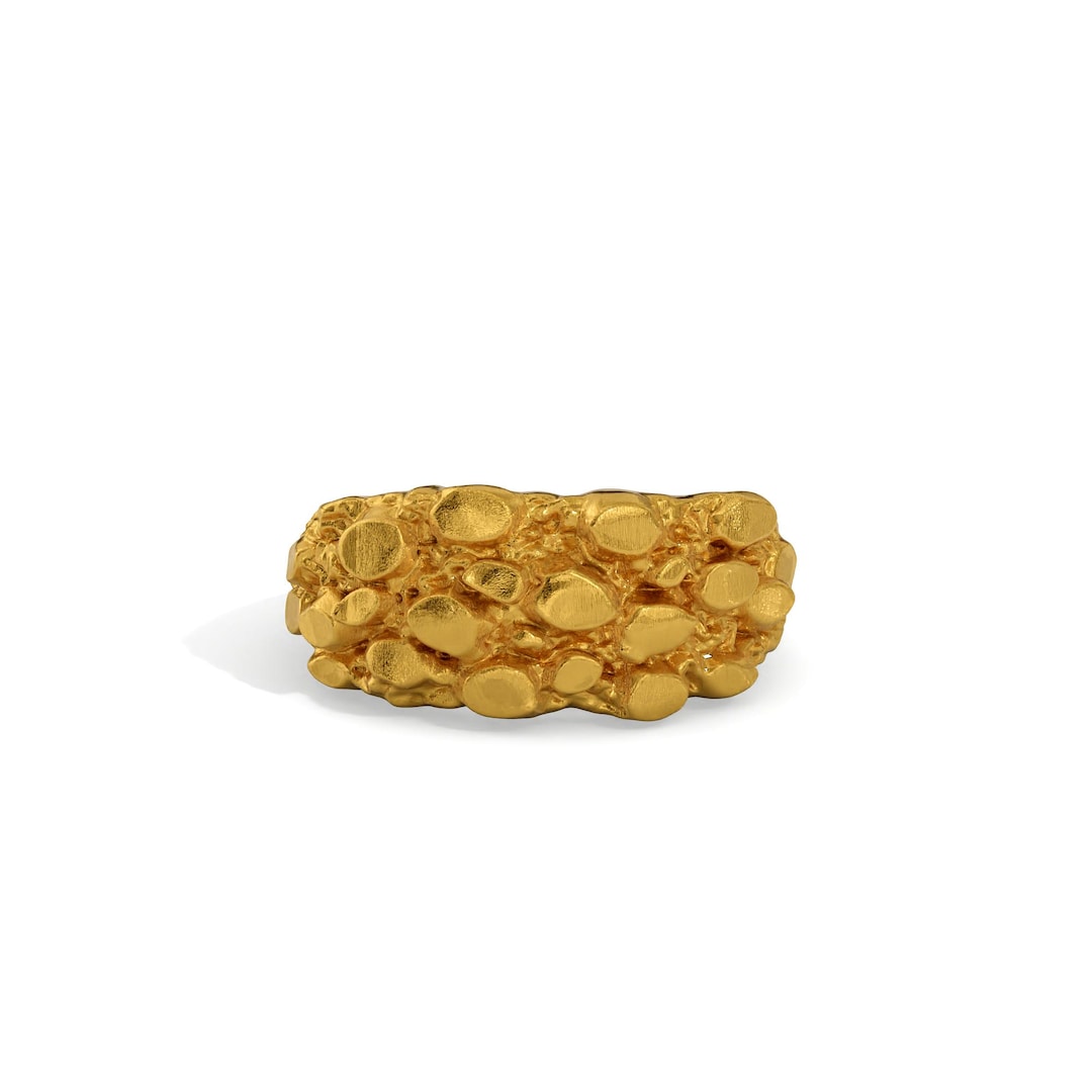 24k Gold Chunky Nugget Ring. Solid Yellow 9999 Gold Ring. Handmade ...
