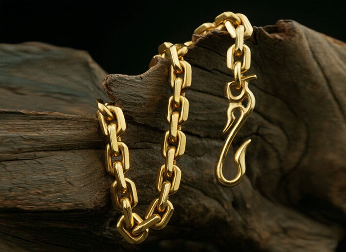 24k Solid Gold Chain. Heavy Gold Anchor Link Chain. Pure Gold Large ...