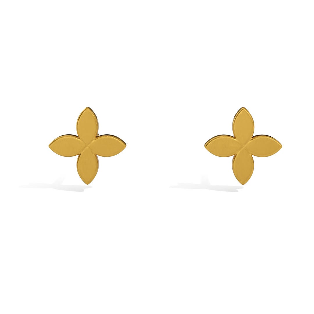 24K Gold Floral Stud Earrings. 9999 Pure Gold for Men and Women ...