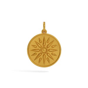 24K Gold Solid Sun Pendant. Gold Sun Unique Necklace. Pure Gold Large ...
