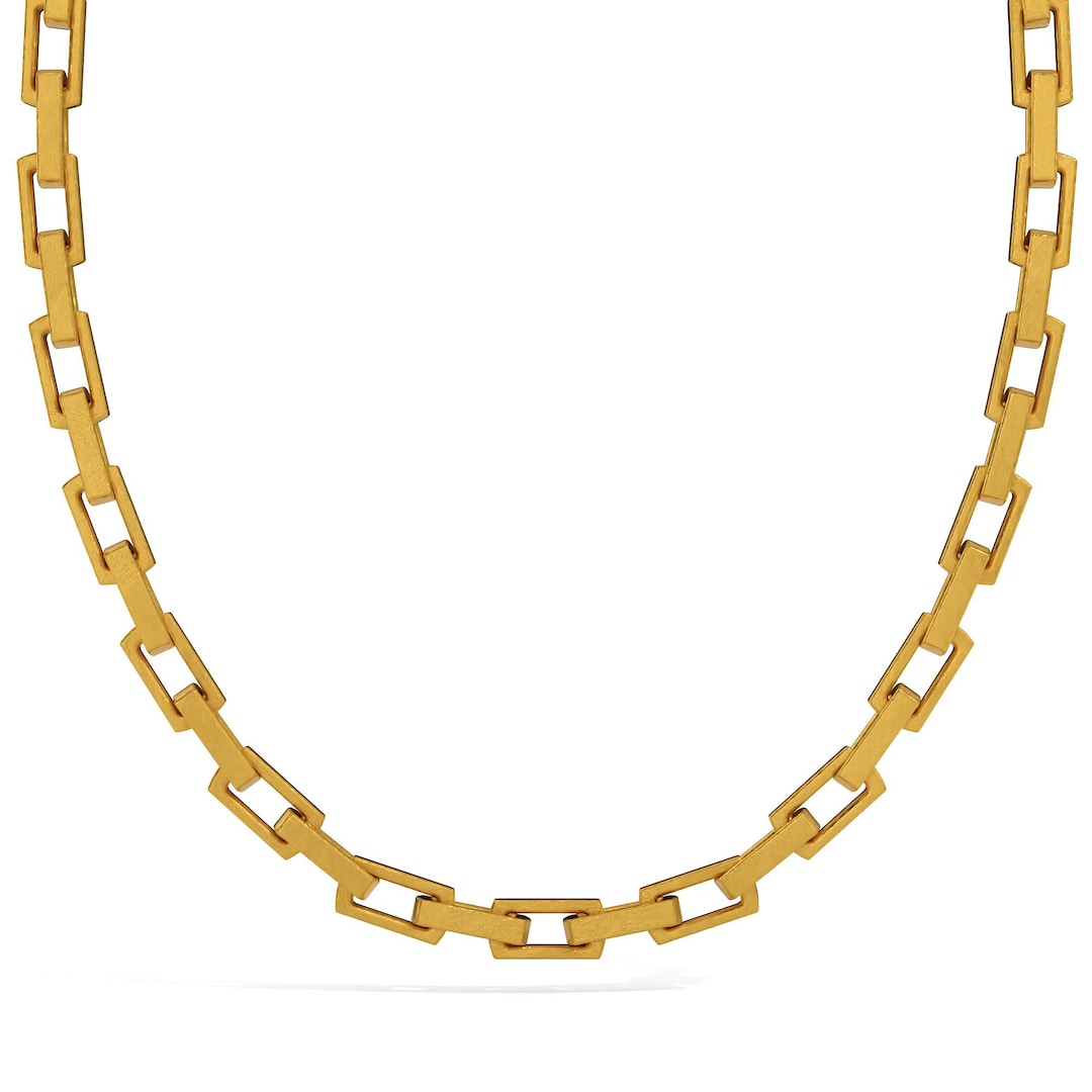 24k Solid Gold Chain. Chunky Gold Box Link Chain. Pure Gold Large ...