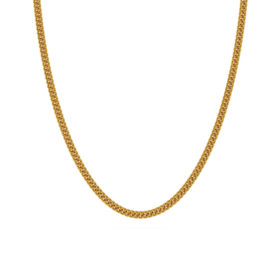 24k Solid Gold Curb Chain 3mm. Pure Gold Curb Link Chain Necklace. 9999 ...