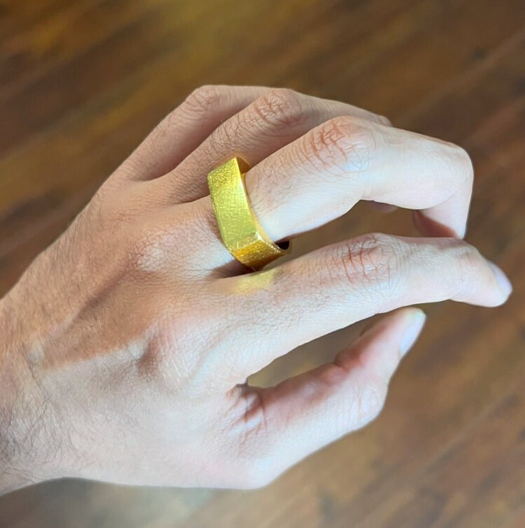 24k Gold Signet Ring. 6mm Solid Yellow Gold 9999 Gold Signet Ring ...