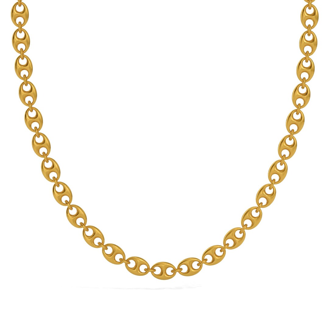 24K Solid Gold 7mm Mariner Chain Necklace. Wide 9999 Fine Gold Chain ...