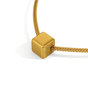 24K Solid Gold Cube Pendant. Pure Gold Cube Necklace. Gold 9999 Fine ...