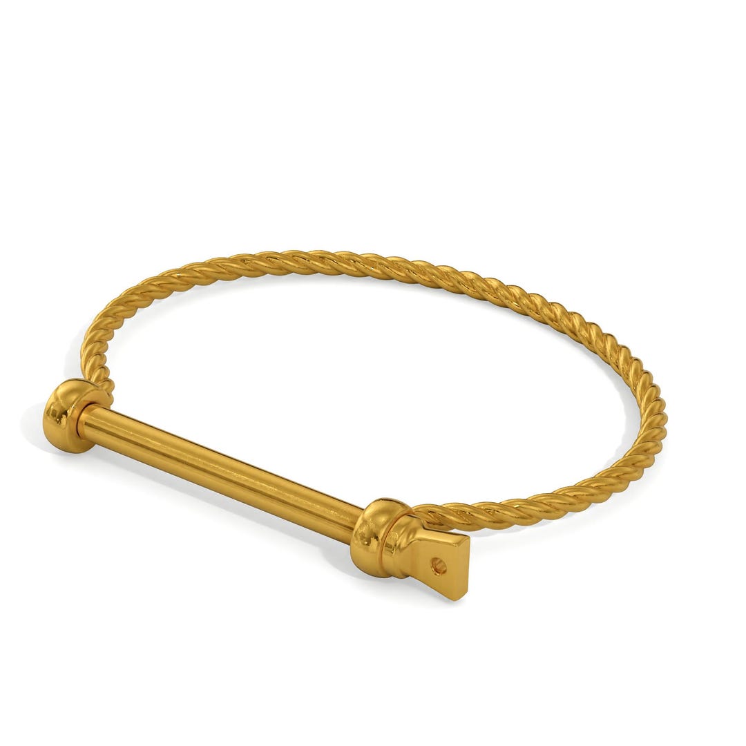24K Solid Gold Screw Cuff Bracelet. Pure Gold Shackle Bracelet. 9999 ...