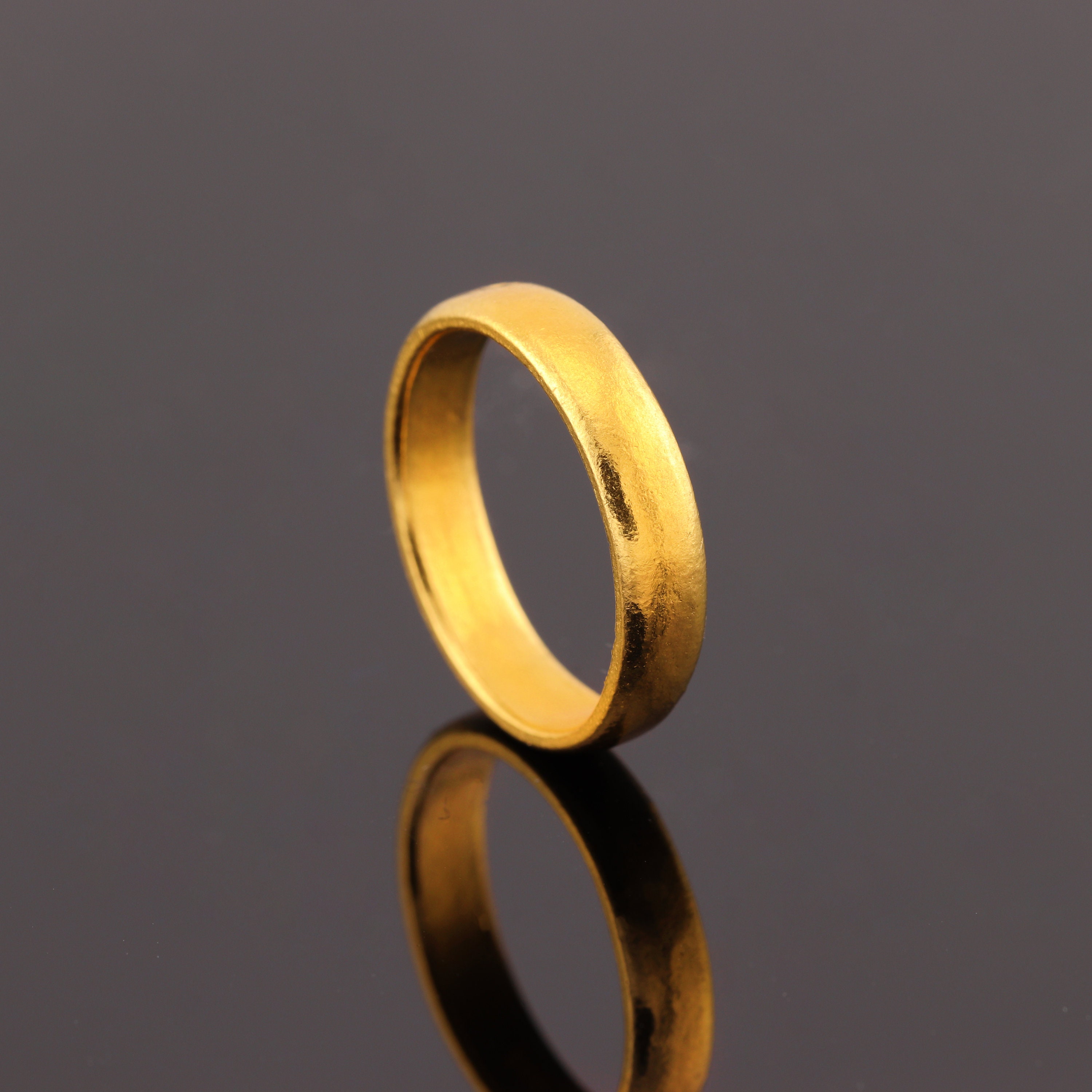 24k Gold Band Ring. 4mm Solid Yellow 9999 Gold Ring. Pure Gold Ring ...