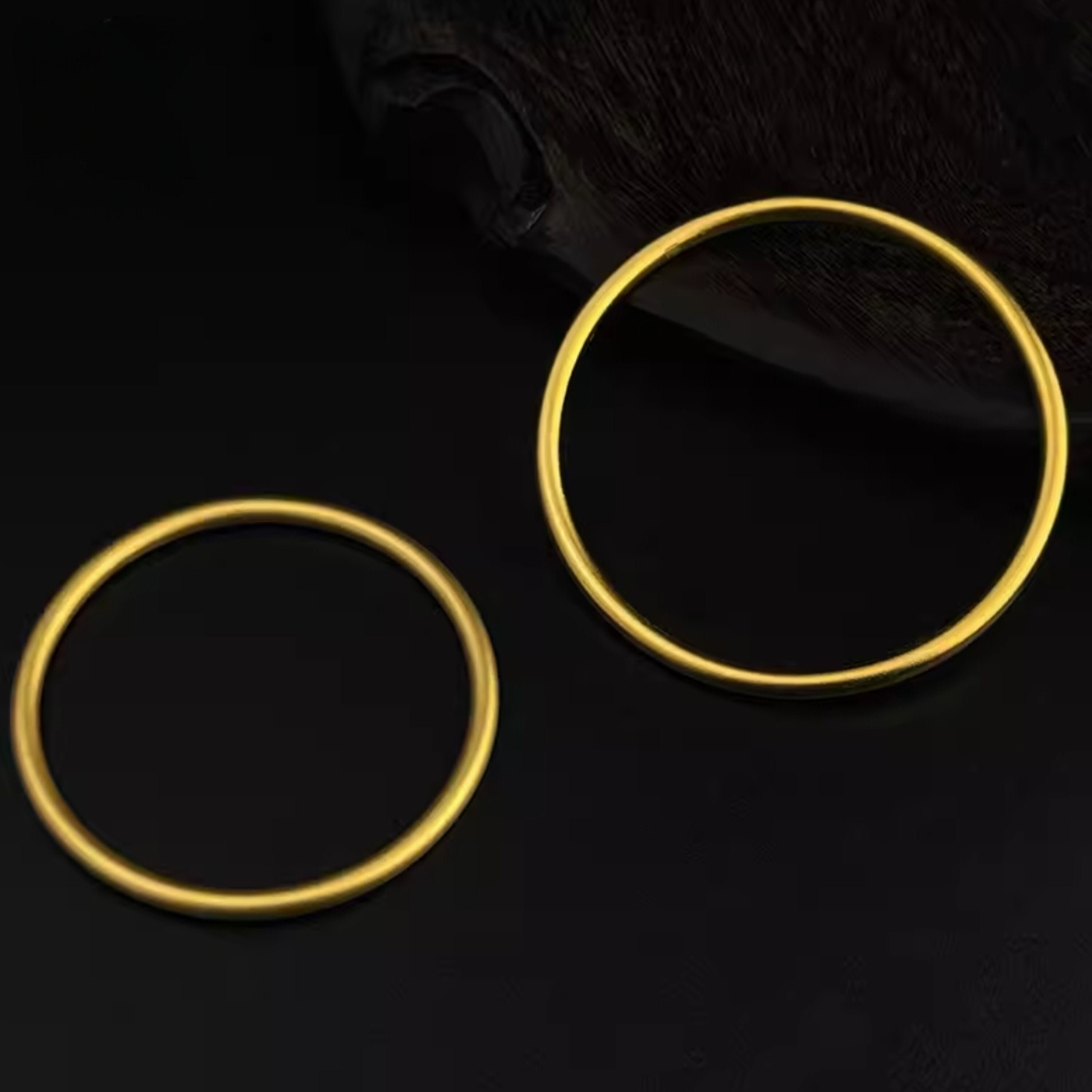 24k Solid Gold 4mm Smooth Bangle Bracelet. Handmade Pure Gold Bangles. 9999 Fine Gold Bangle ...