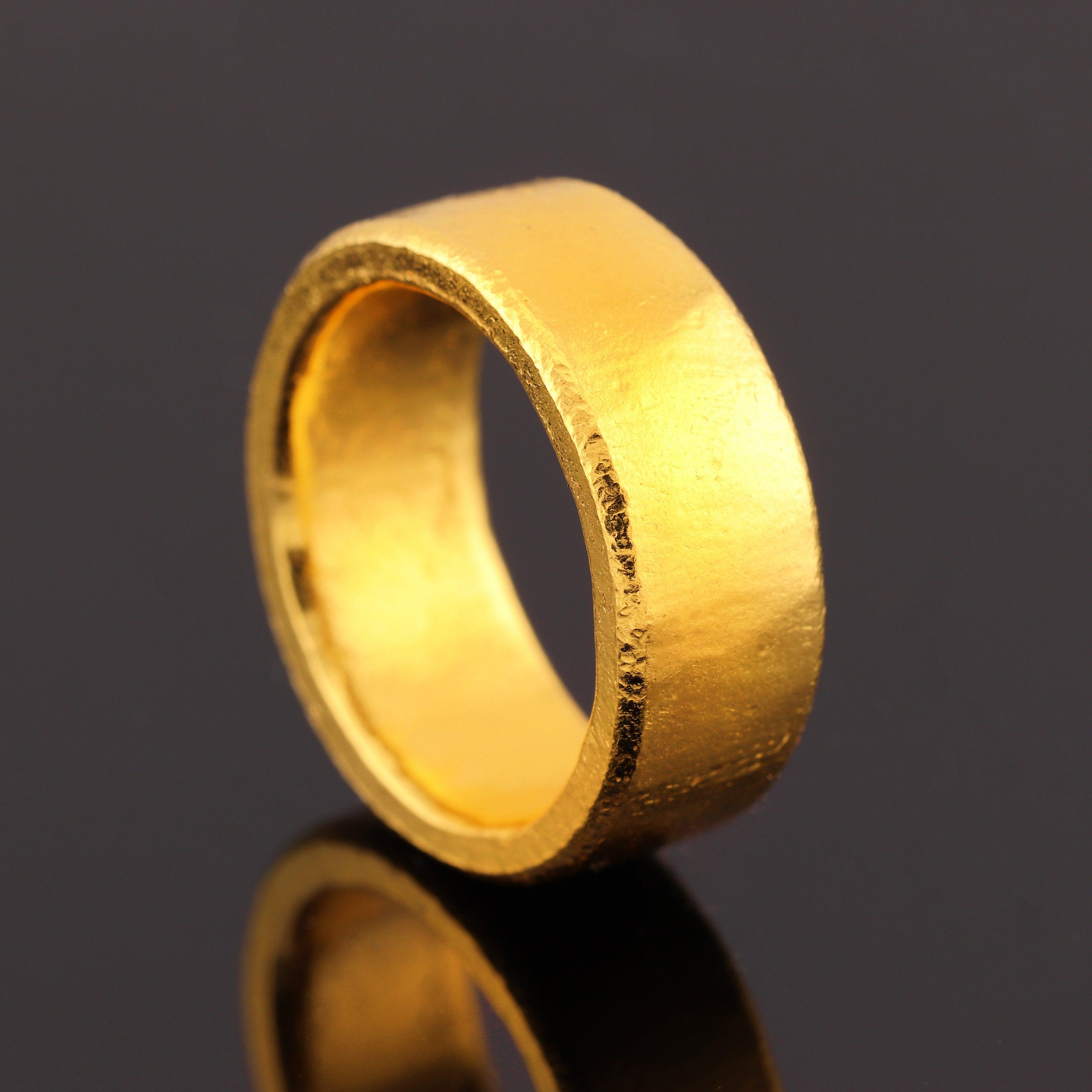 1 Troy Ounce 24k Gold Band Ring. 10mm Gold Wedding Band Ring. Handmade ...
