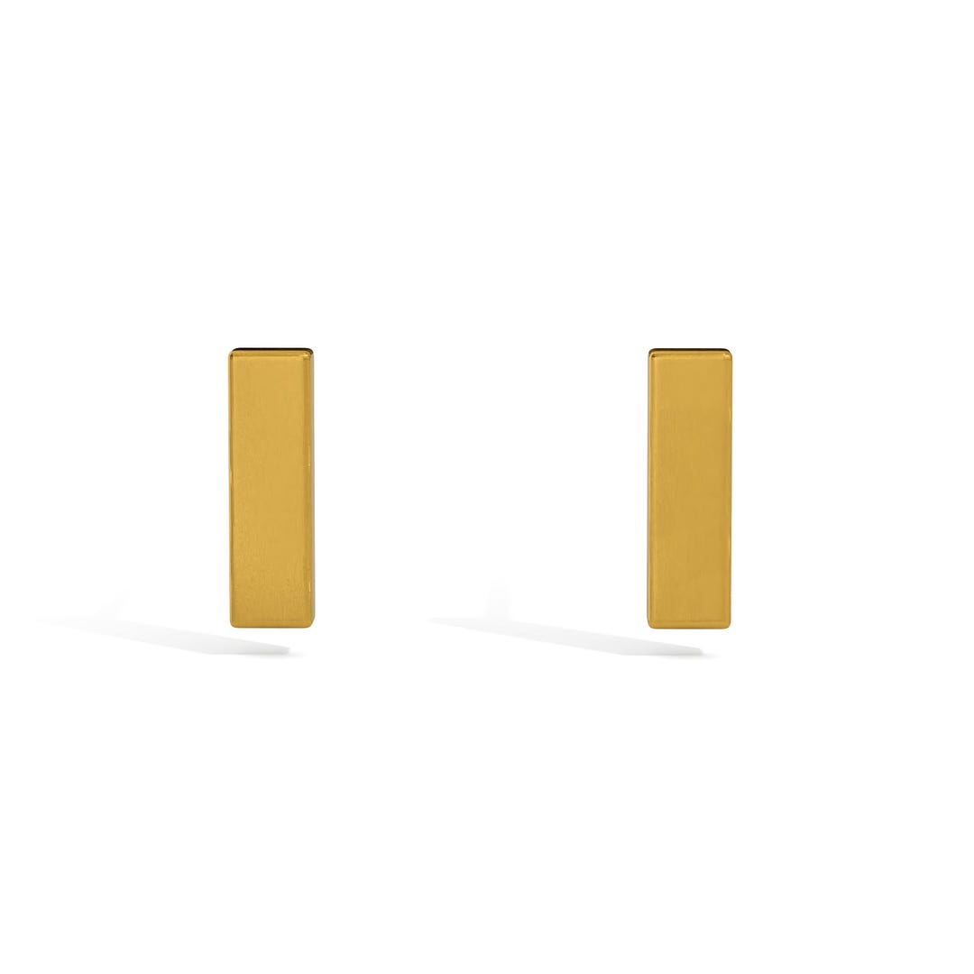 24K Gold Bar Stud Earrings. 9999 Pure Gold for Men and Women. Handmade ...