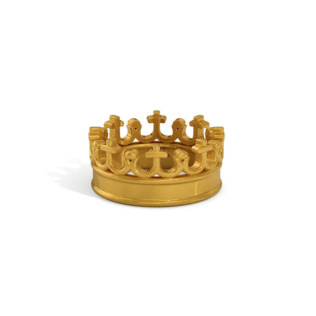 24k Solid Gold Crown Ring. Yellow 9999 Gold King Ring. Investment Gold ...
