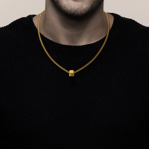 24K Solid Gold Cube Pendant. Pure Gold Cube Necklace. Gold 9999 Fine ...