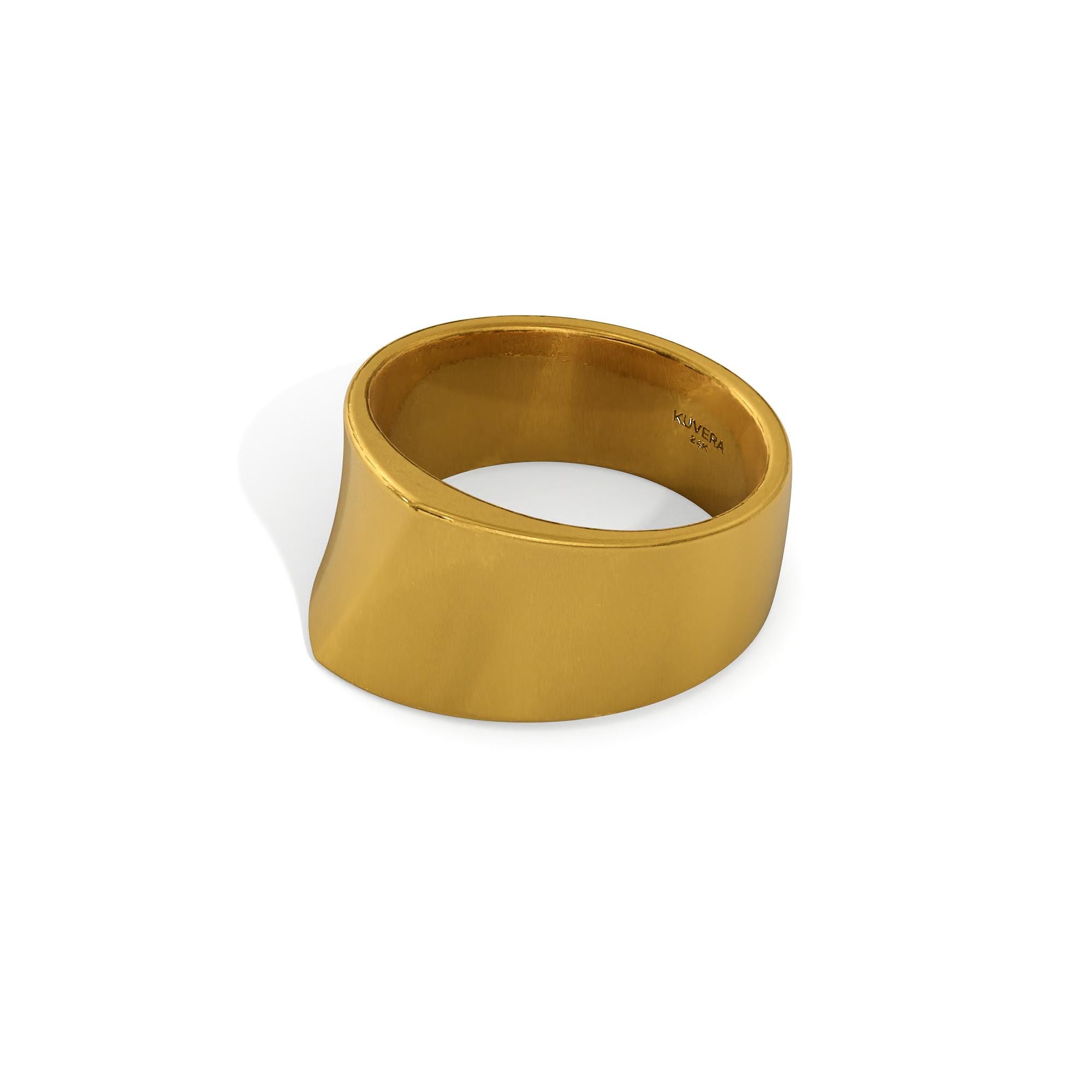 24K Solid Gold Pyramid Ring. Geometric Gold Stacking Ring. Handmade ...