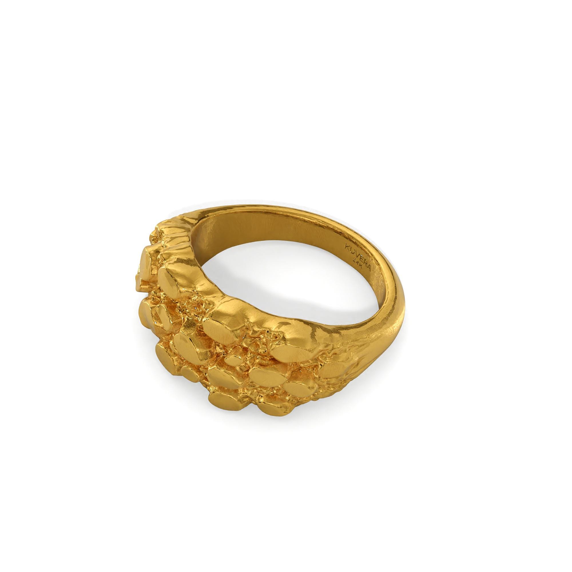 24k Gold Chunky Nugget Ring. Solid Yellow 9999 Gold Ring. Handmade ...