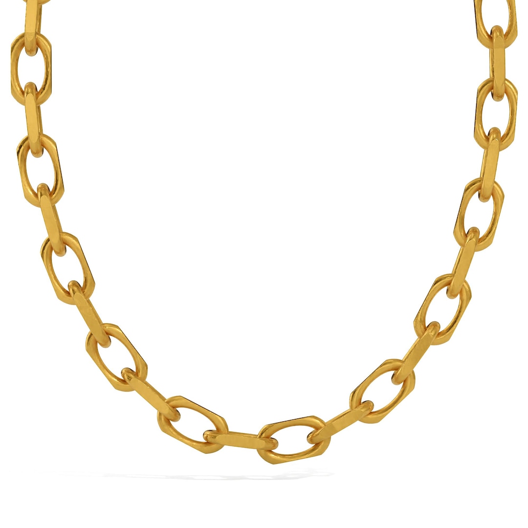 24k Solid Gold Chain. Chunky Gold Anchor H Link Chain. Pure Gold ...