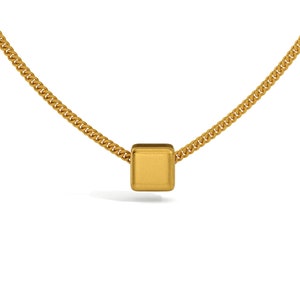 24K Solid Gold Cube Pendant. Pure Gold Cube Necklace. Gold 9999 Fine ...