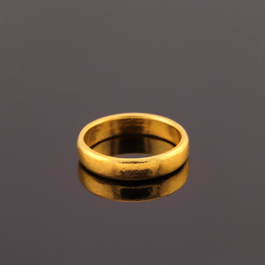 24k Gold Band Ring. 4mm Solid Yellow 9999 Gold Ring. Pure Gold Ring ...