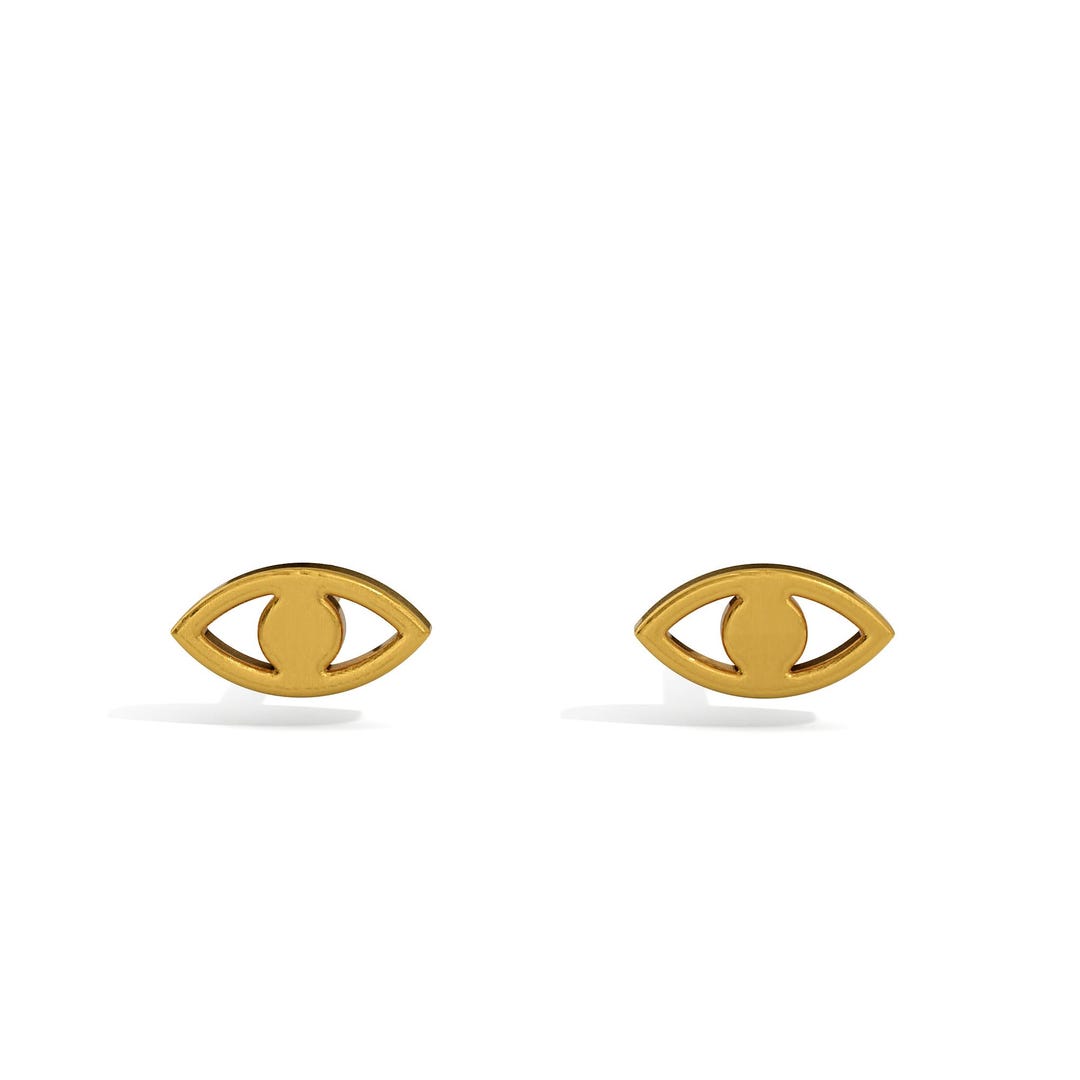 22K Gold Evil Eye Earrings. Handmade 916 Pure Gold for Men and Women ...