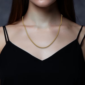 24k Solid Gold Chain Link 3mm. Pure Gold Link Chain Necklace. 9999 Fine ...