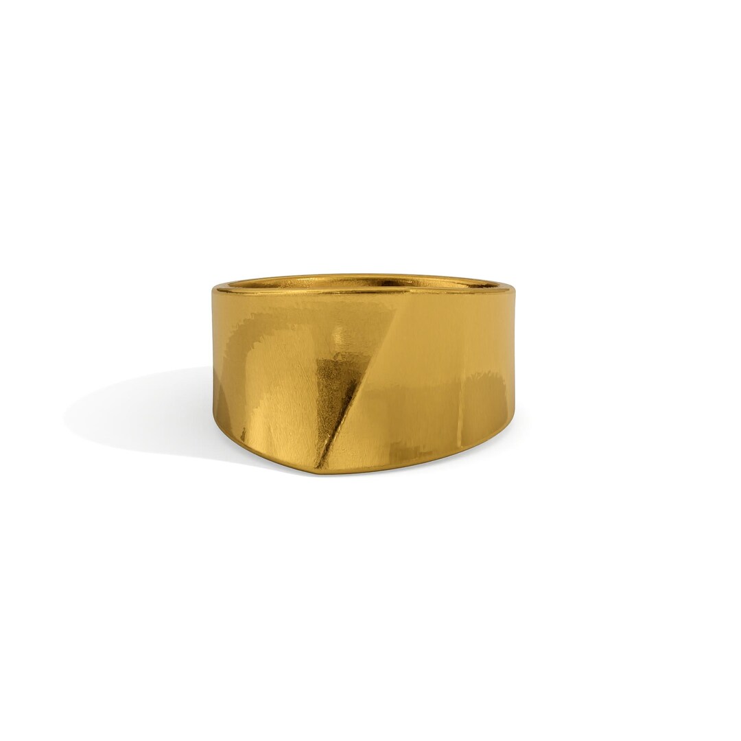 24K Solid Gold Pyramid Ring. Geometric Gold Stacking Ring. Handmade ...
