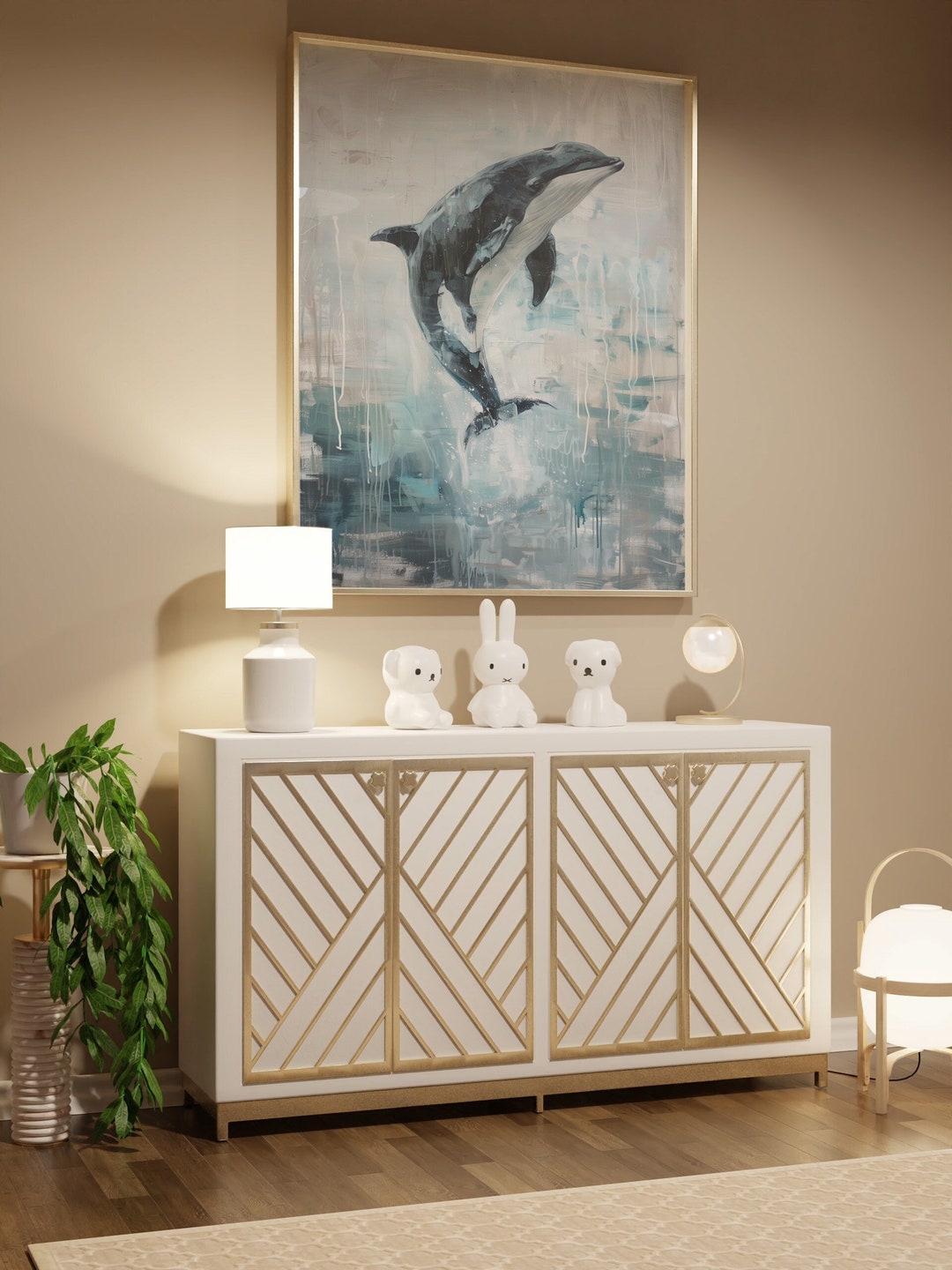 Abstract Painting, Orca Print Wall Art Trendy, Abstract Canvas Art ...